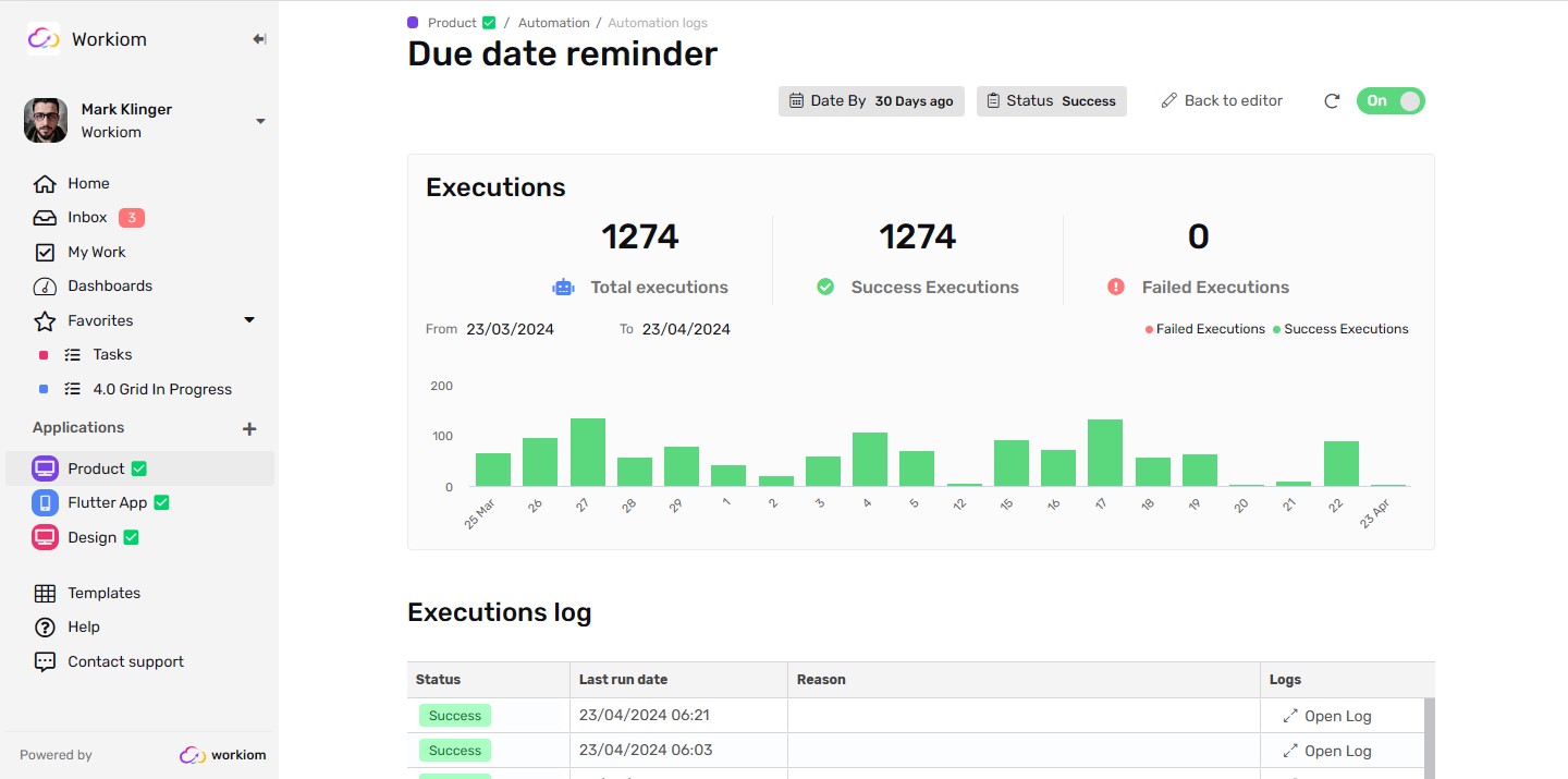 Workiom Help Center | 🤖 Execution Logs